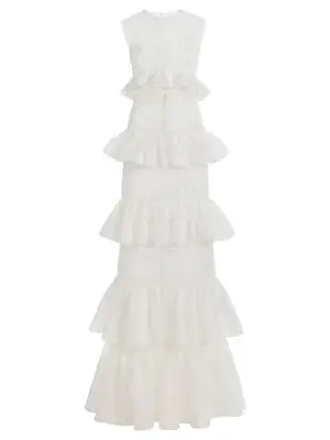 HARITHAND Ruffled Silk Organza Maxi Dress - Off-white