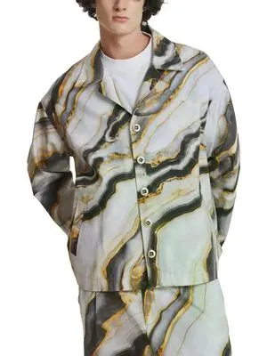IRINA VOINEA Marble Overshirt - Neutrals