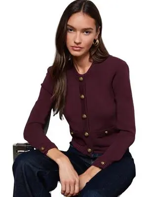 L'Agence Patsy Cropped Cardigan - Malbec/gold