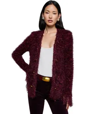 L'Agence Azure Fringe Cardigan Blazer - Malbec Multi/gold