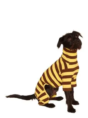 LITTLE BEAST Stretch-cotton Dog Onesie - Stripe