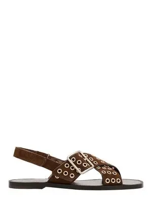 Tory Burch Suede Crisscross Slingback Sandals - Mustang