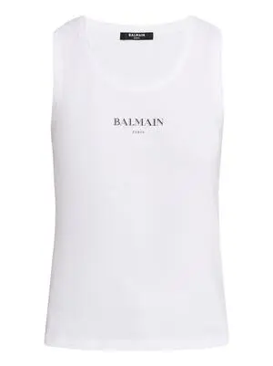 Balmain Logo Graphic Tank Top - Gab White/