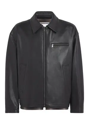 WOOYOUNGMI Leather Zip Up Jacket - Black
