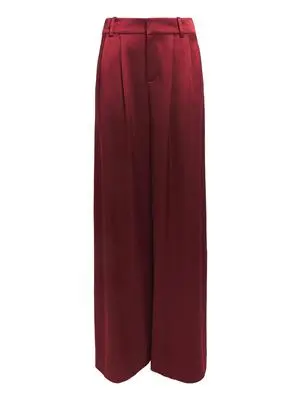 Alice + Olivia Satin Kennedy Wide-leg Trousers - Burgundy