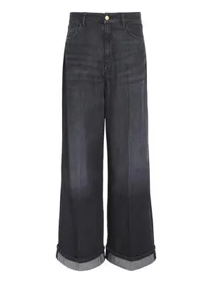 Max Mara Turn-up Hem Wide-leg Jeans - Black