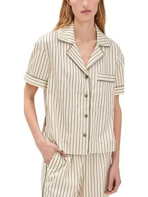 HOMMEY Striped Short Sleeve Shirt - Matcha Stripe