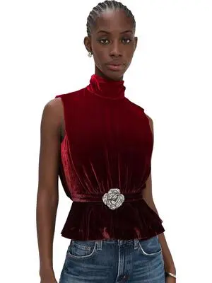 Saloni Fleur Velvet Top - Ombre Rouge Plmt