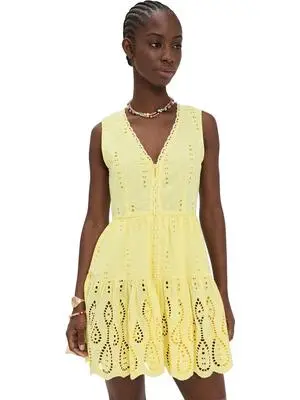 Playa Lucila Eyelet Mini Dress - Butter Yellow