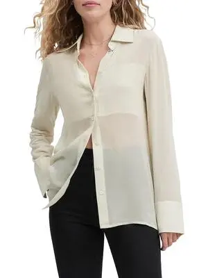 FAVORITE DAUGHTER Sheer Button-up Shirt - Ivory