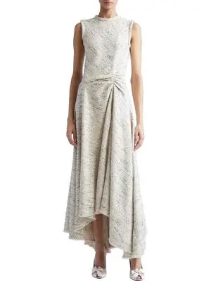 Giambattista Valli Asymmetric Draped Tweed Dress - Ivory/beige