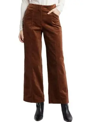 Theory Front Seam Cotton Blend Corduroy Pants - Caramel