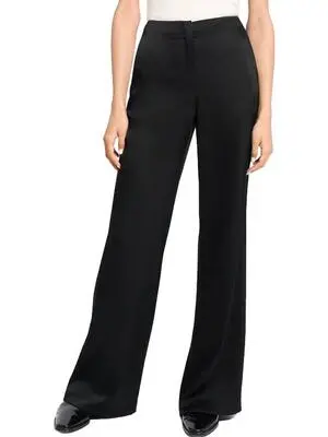 Theory Fluid Satin Wide Leg Pants - Black
