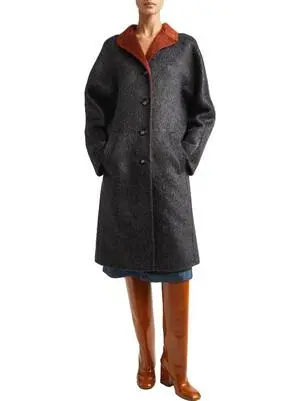 Marni Double Splittable Virgin Wool & Mohair Blend Coat - Ryn80 Granite