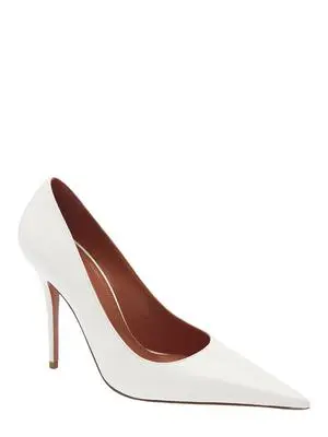 Amina Muaddi Barbara Pointy Toe Pump - White Nappa