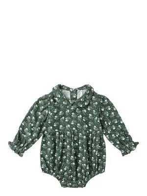 RYLEE + CRU Cora Ditsy Floral Linen Blend Bubble Romper - Green