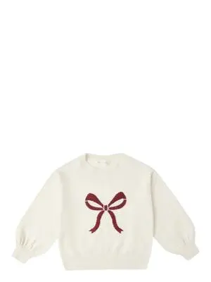 RYLEE + CRU Bow Jacquard Sweater - Natural