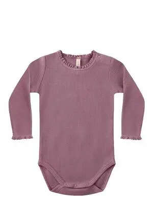 QUINCY MAE Waffle Knit Long Sleeve Bodysuit - Mulberry