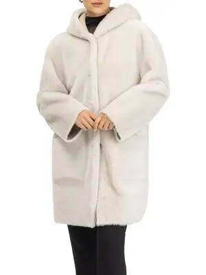 Gorski Merino Genuine Shearling Hooded Jacket - Cream