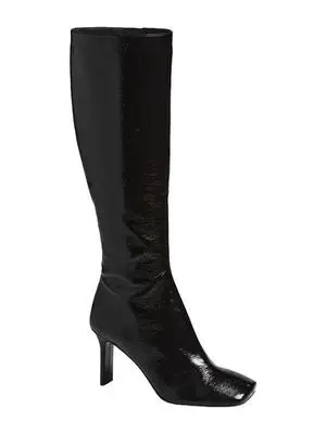 COURREGES Square Toe Vinyl Boots - Black