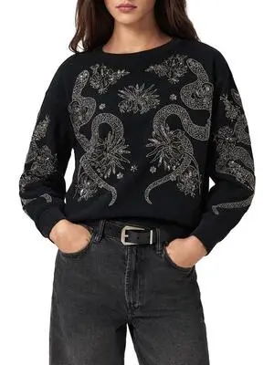 ALLSAINTS Cecile Pippa Embellished Sweatshirt - Black