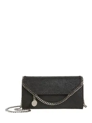 Stella McCartney Stella McCartney Falabella Shaggy Faux Leather Wallet On A Chain Black