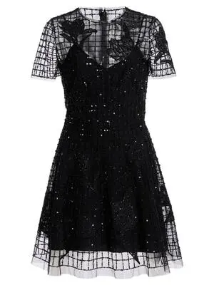 Carolina Herrera Embellished Sheer Mini Dress - Black
