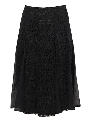 DES_PHEMMES Paneled Hand-Woven Tweed Skirt Black