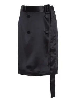 FERRAGAMO Satin Wrap Skirt - Black
