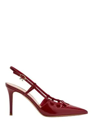 GIANVITO ROSSI Eloise 85 Cut-out Glossed Leather Slingback Pumps - Red