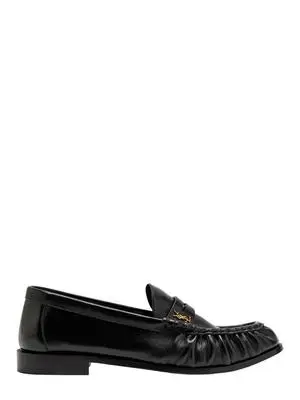 Saint Laurent Logo Saffiano Leather Loafers - Black