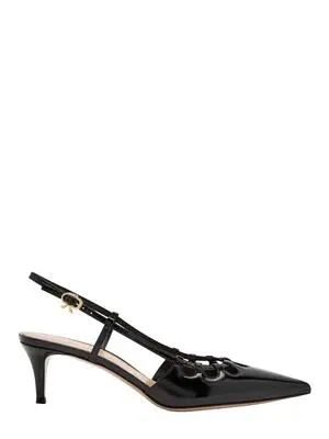 GIANVITO ROSSI Eloise 55 Cut-out Glossed Slingback Pumps - Black