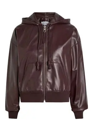 Loewe Hooded Leather Jacket - Brown
