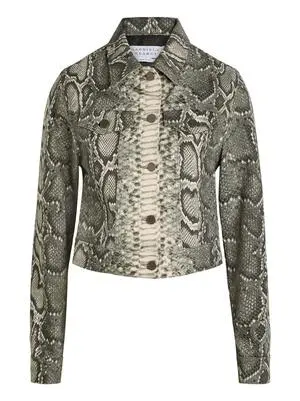 Gabriela Hearst Bronte Snake-print Denim Jacket - Beige