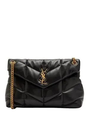 Saint Laurent Lou Puffer Medium Leather Shoulder Bag - Black