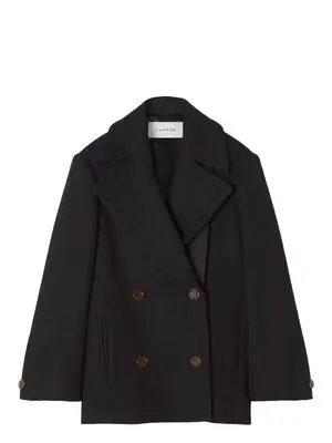 LANVIN Straight Fit Pea Coat Grey
