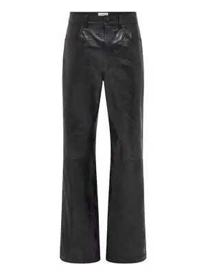 MARINE SERRE Embossed Crescent Moon Leather Trousers - Black