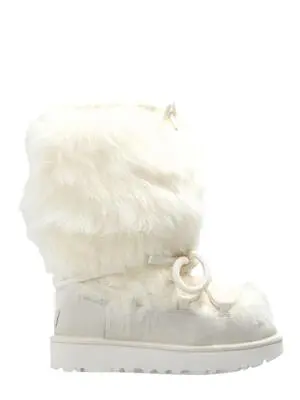 UGG Lace-Up Boots With Fur Trim