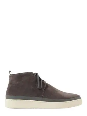 Mulo Leather-trimmed Waxed-suede Chukka Boots - Gray