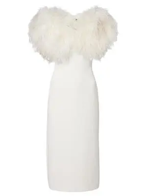 David Koma Feather-trimmed Cocktail Dress - White