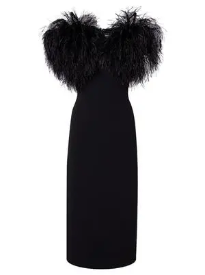 David Koma Feather-trimmed Cocktail Dress - Black