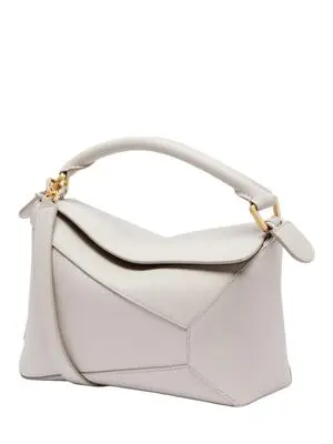 Loewe Puzzle Edge Small Leather Tote Bag - White