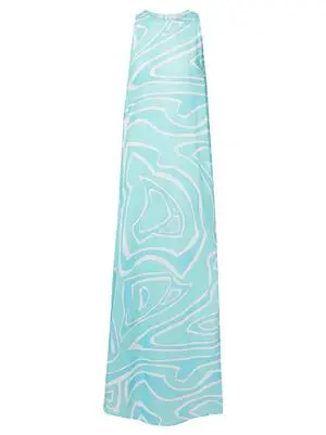 Emilio Pucci Labirinto Cotton Gauze Maxi Dress - Blue
