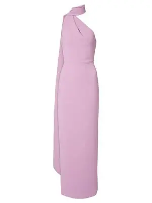 Solace London Demi Asymmetric Scarf-detail Gown - Purple