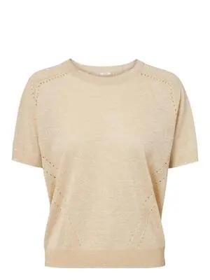 JOSEPH Lille Knitted Lamé Top Gold