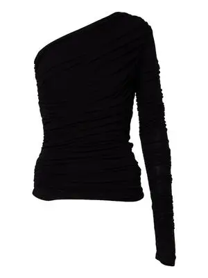 AGOLDE Annette Asymmetrical Ruched Top - Black