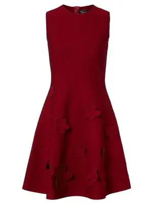 Oscar De La Renta Floral Knitted Minidress - Burgundy