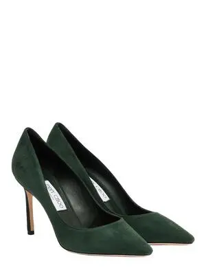 JIMMY CHOO Romy 85 Suede Pumps - Green