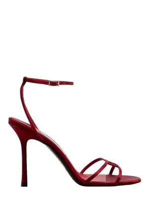 JIMMY CHOO Leo 100 Satin Sandals - Red