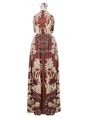 Poupette St Barth Isore Printed Halterneck Maxi Dress - Brown